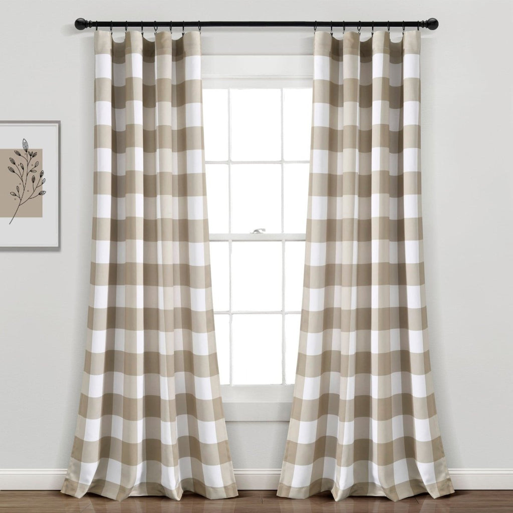 Kelly Checker Room Darkening Window Curtain Panel Set | Lush Decor ...