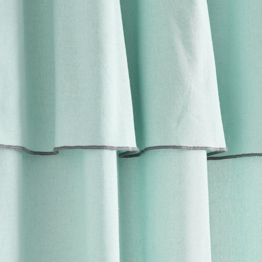 Modern Faux Linen Embroidered Edge With Attached Valance Window Curtain ...