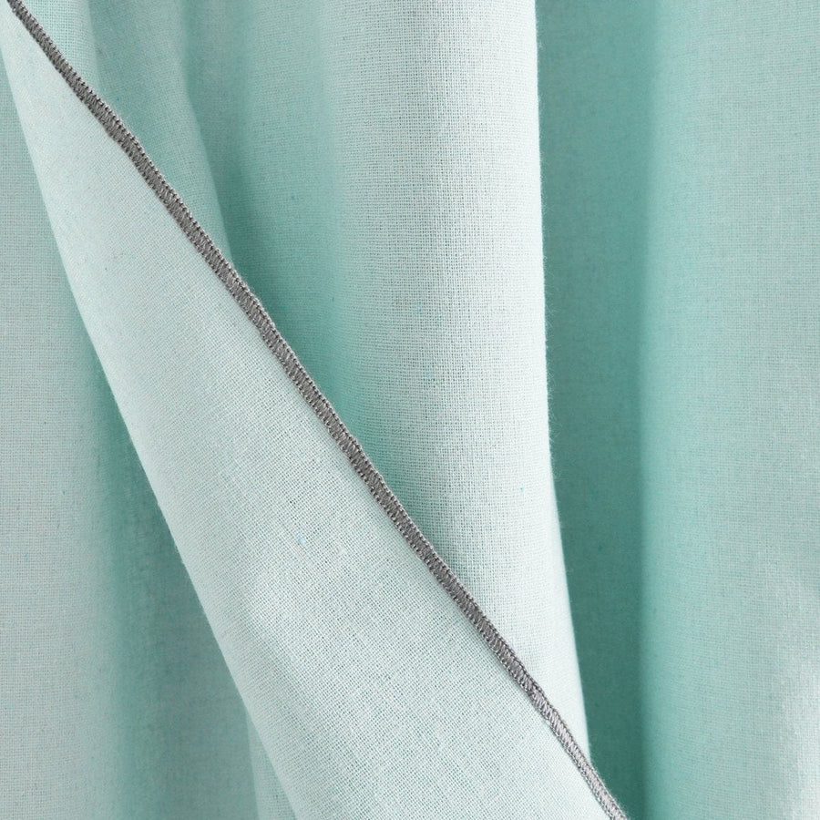 Modern Faux Linen Embroidered Edge With Attached Valance Window Curtain ...