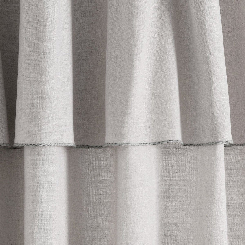 Modern Faux Linen Embroidered Edge With Attached Valance Window Curtain ...