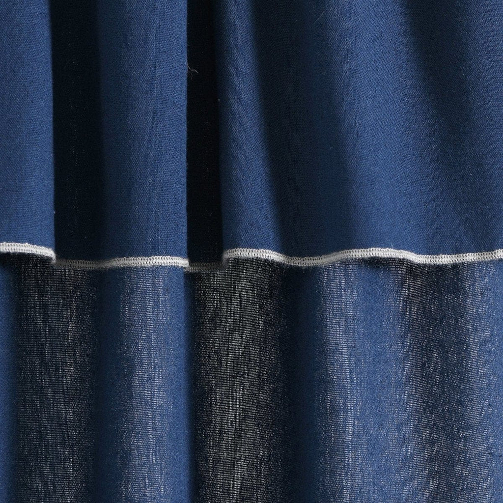 Modern Faux Linen Embroidered Edge With Attached Valance Window Curtain ...