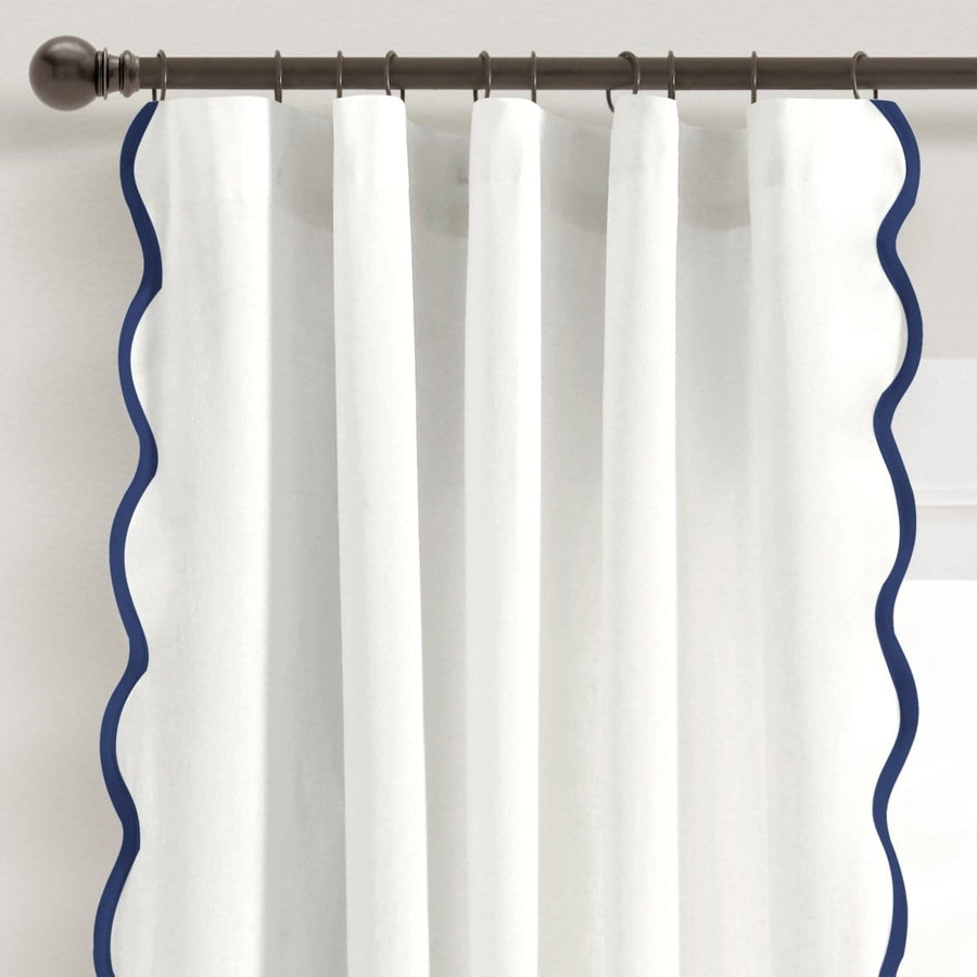 Coastal Chic Scalloped Edge Faux Linen Window Curtain Panel Set | Lush ...