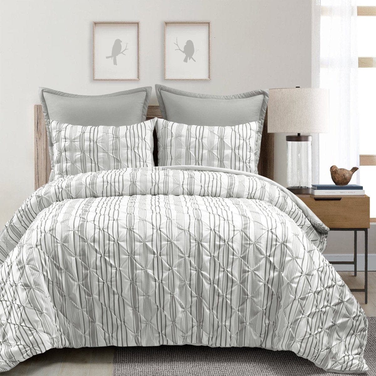 Ravello Pintuck Stripe 5 Piece Comforter Set | Lush Decor | www ...