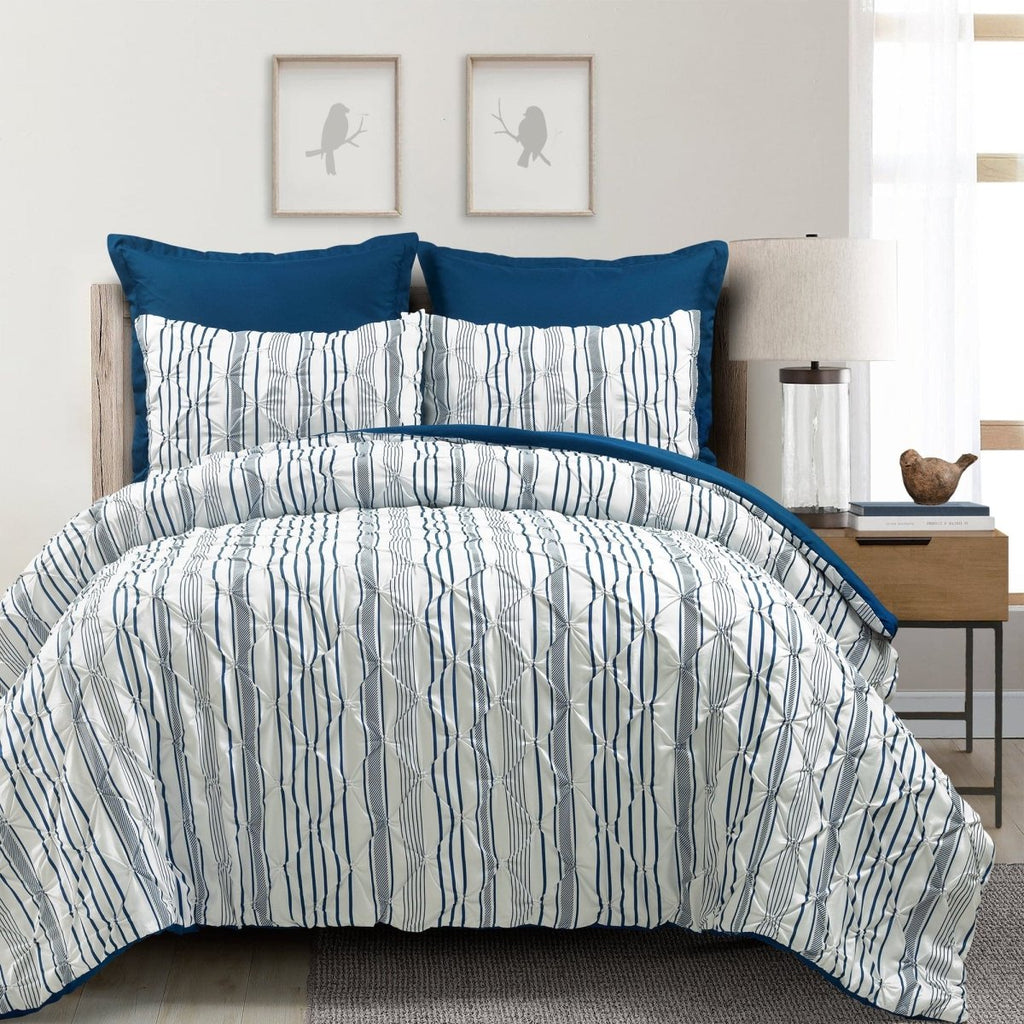 Ravello Pintuck Stripe 5 Piece Comforter Set | Lush Decor | www ...