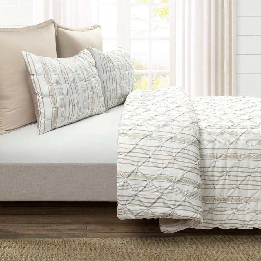 Ravello Pintuck Stripe 5 Piece Comforter Set | Lush Decor | www ...