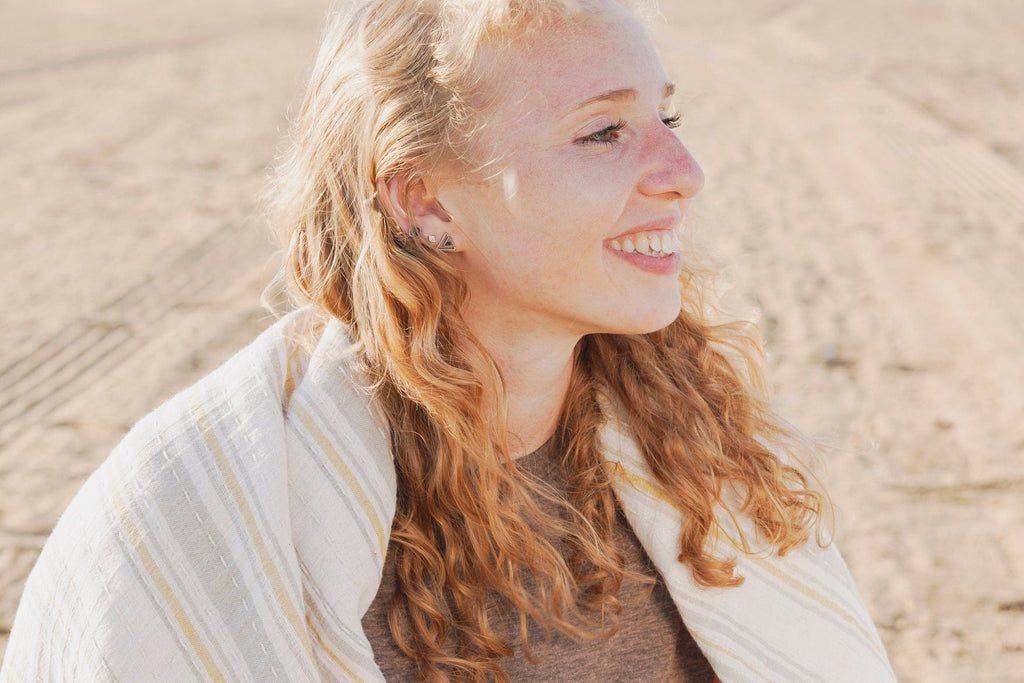 Solange Stripe Kantha Pick Stitch Yarn Dyed Cotton Woven Quilt/Coverlet ...